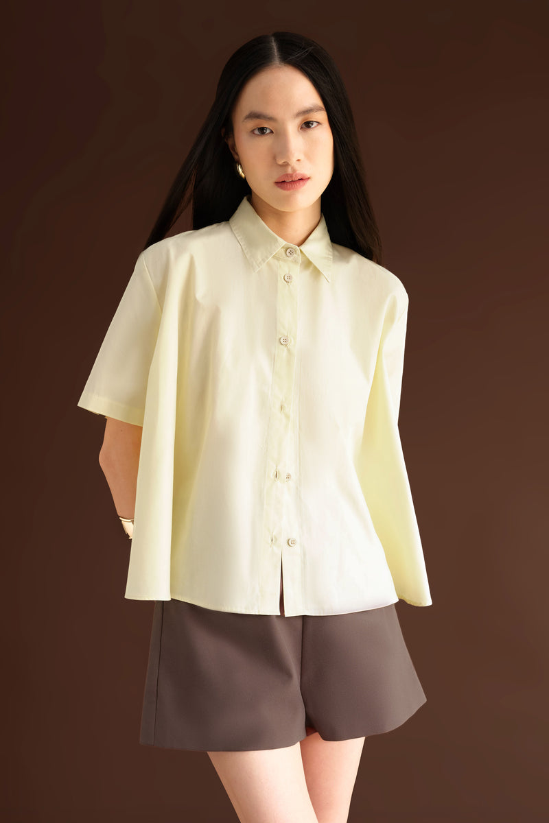 SORAYA FLARED SHIRT BUTTER YELLOW – LOOKBOUTIQUESTORE
