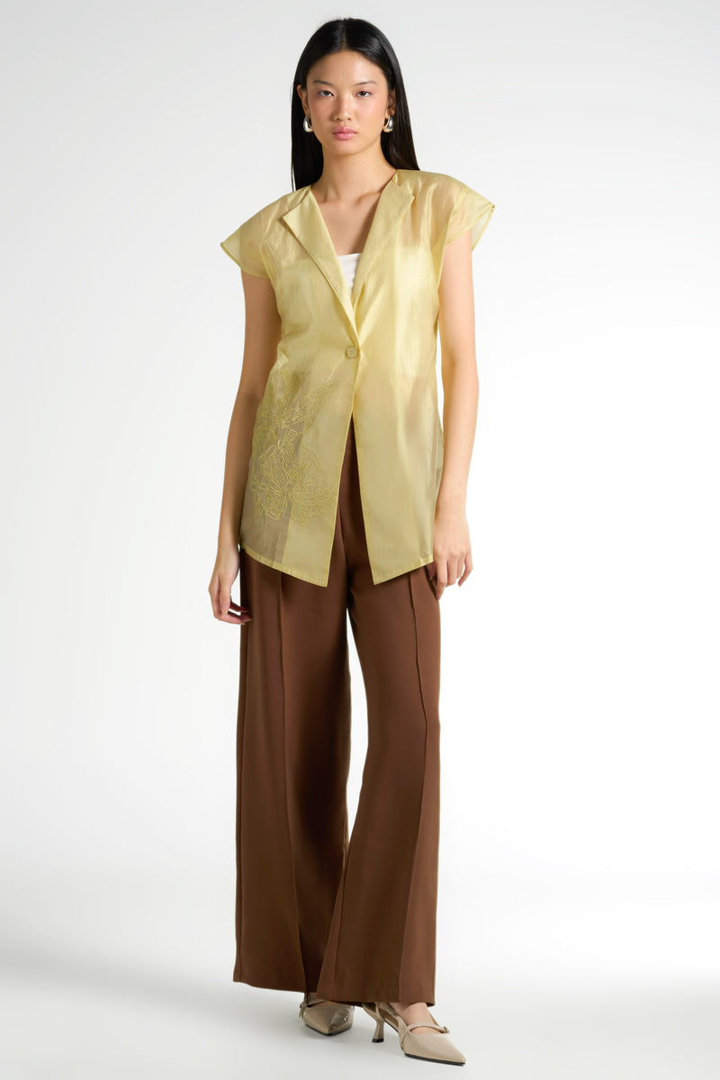 CELOSIA EMBROIDERED SHEER VEST CITRUS – LOOKBOUTIQUESTORE
