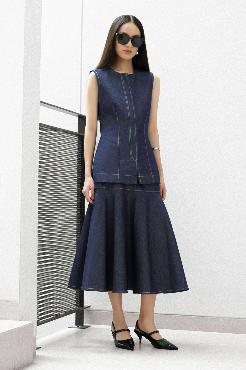 CREEK DENIM FITTED TOP DARK BLUE – LOOKBOUTIQUESTORE