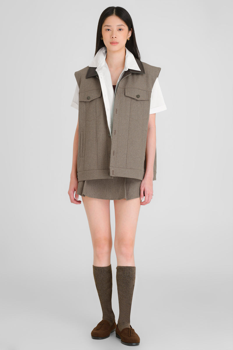 MAXINE OVERSIZED VEST WALNUT – LOOKBOUTIQUESTORE