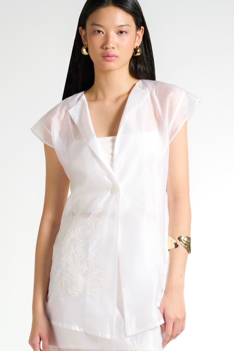CELOSIA EMBROIDERED SHEER VEST WHITE – LOOKBOUTIQUESTORE