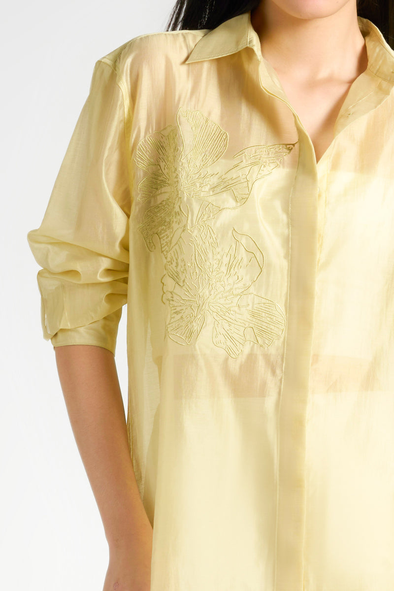PRIMROSE EMBROIDERED SHEER SHIRT CITRUS – LOOKBOUTIQUESTORE